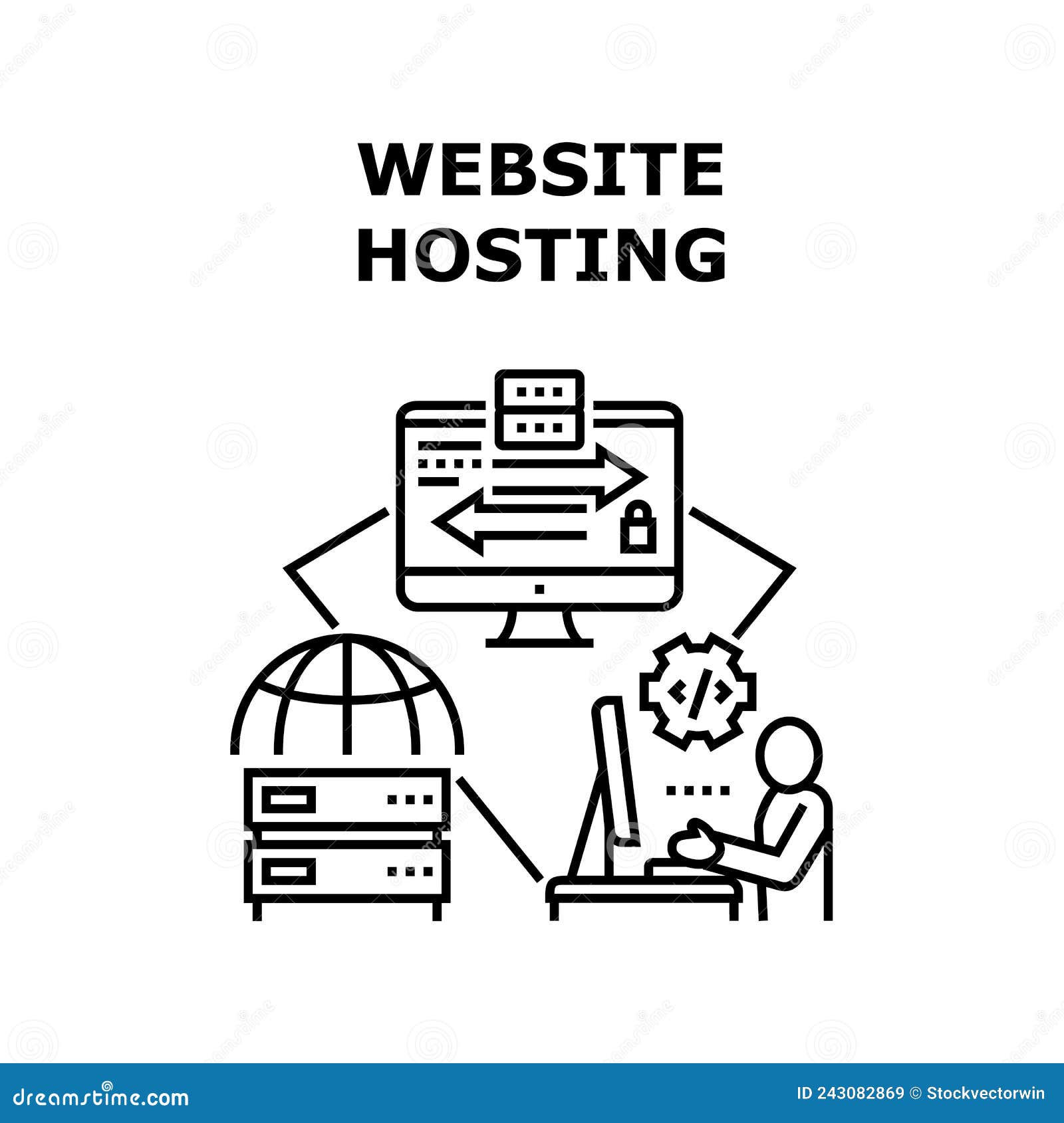 Website Hosting Vector Concept Black Illustration Stock Illustration ...