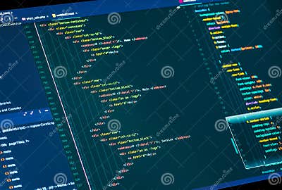 Website HTML and Css Code in the Editor. Web Design and Web Development ...