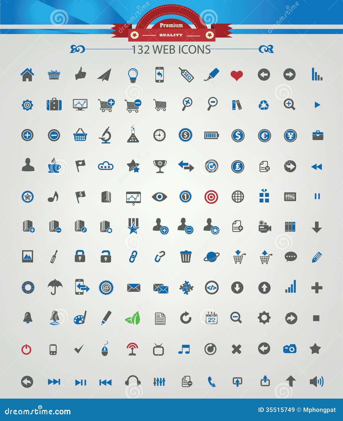 Website Icon Set,Blue Version Stock Vector - Illustration of element ...