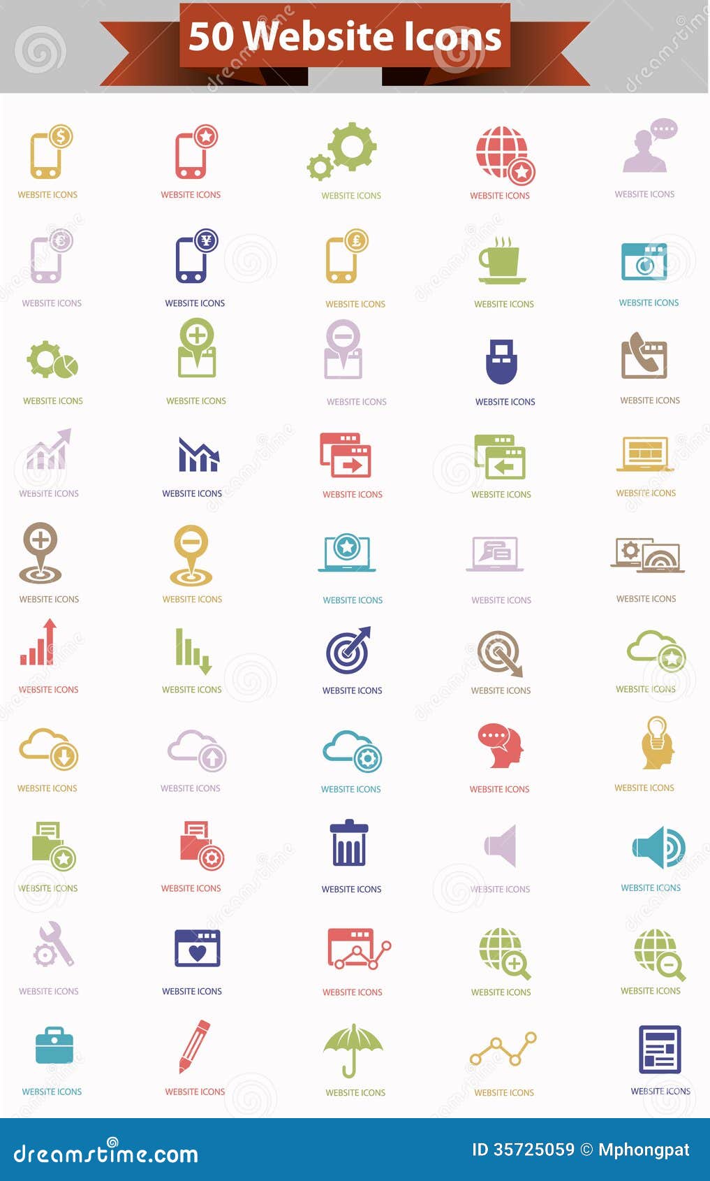 50 Website Icon Set Royalty-Free Stock Photo | CartoonDealer.com #35725059