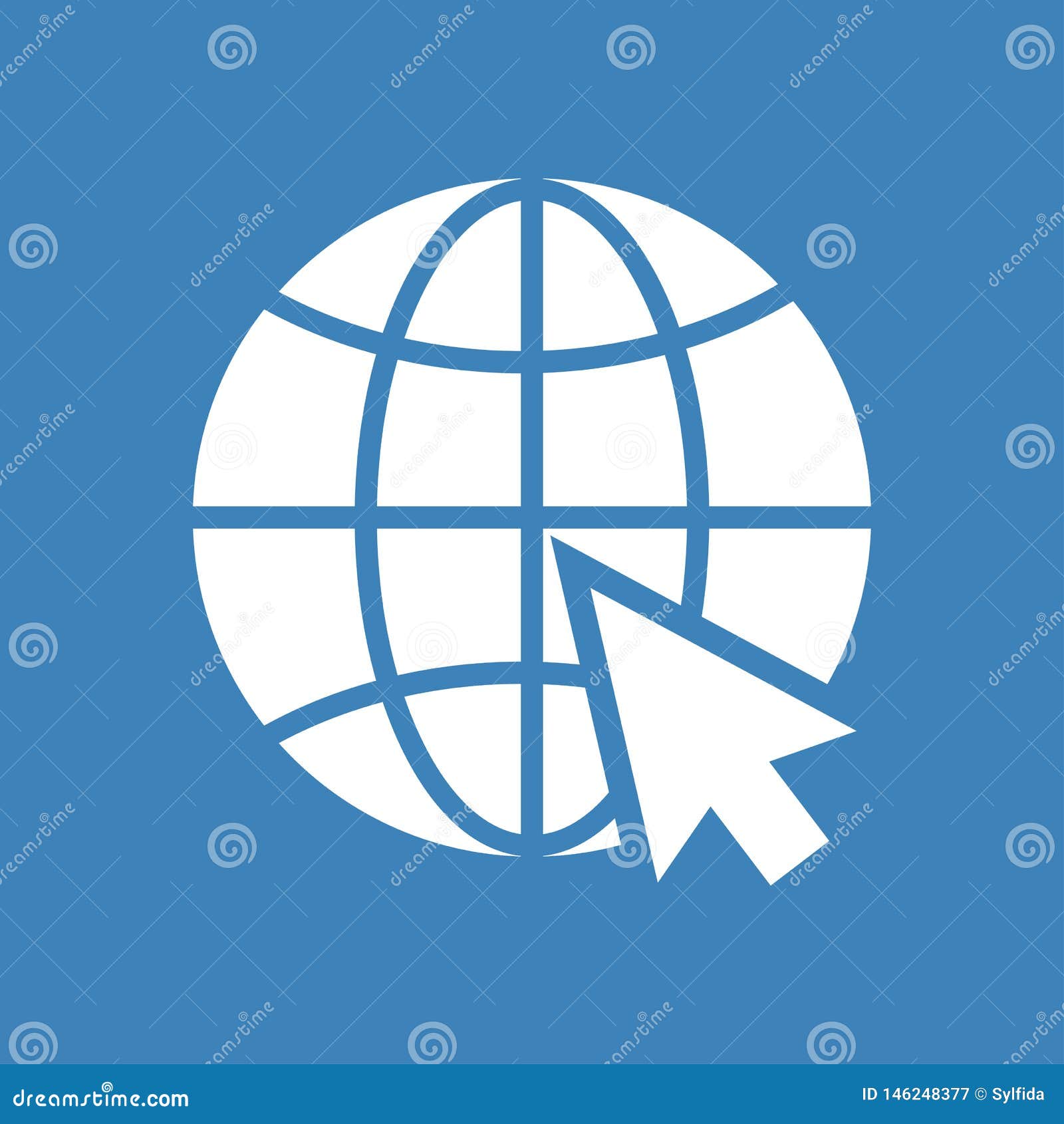 Website Icon. White Silhouette on Blue Background Stock Illustration ...
