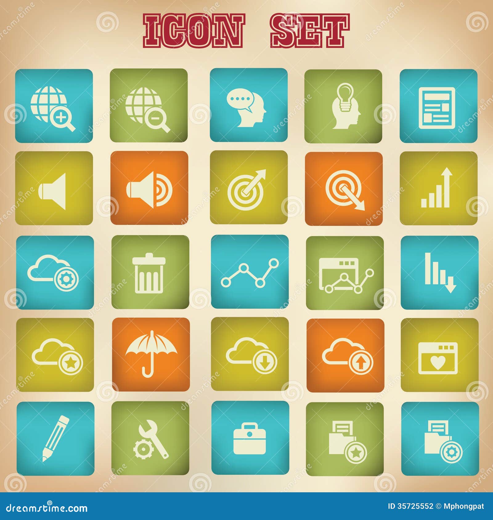 Website Icons,Vintage Version 2 Stock Illustration - Illustration of ...