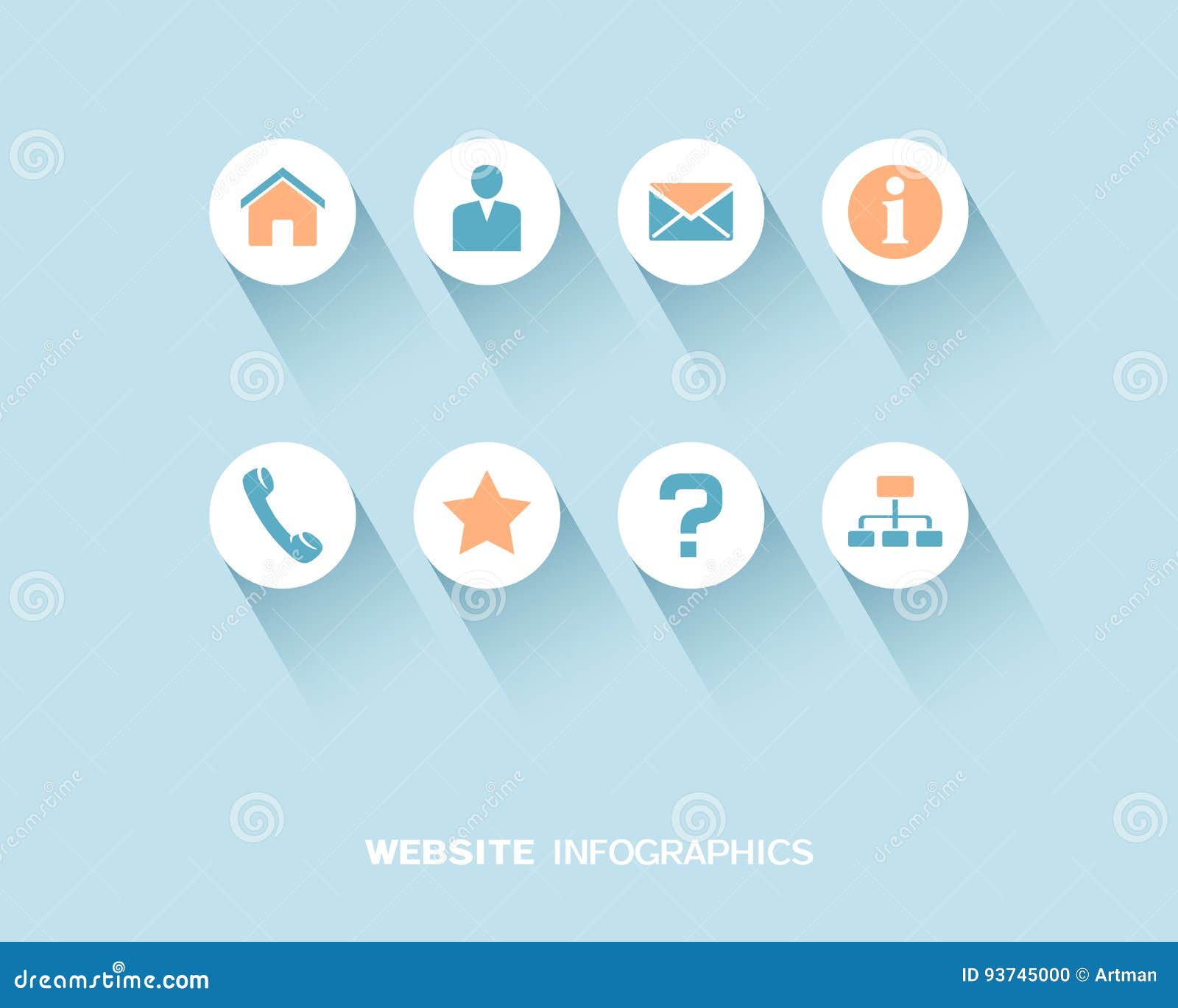 Website Info-graphic with Flat Icons Set Stock Vector - Illustration of ...