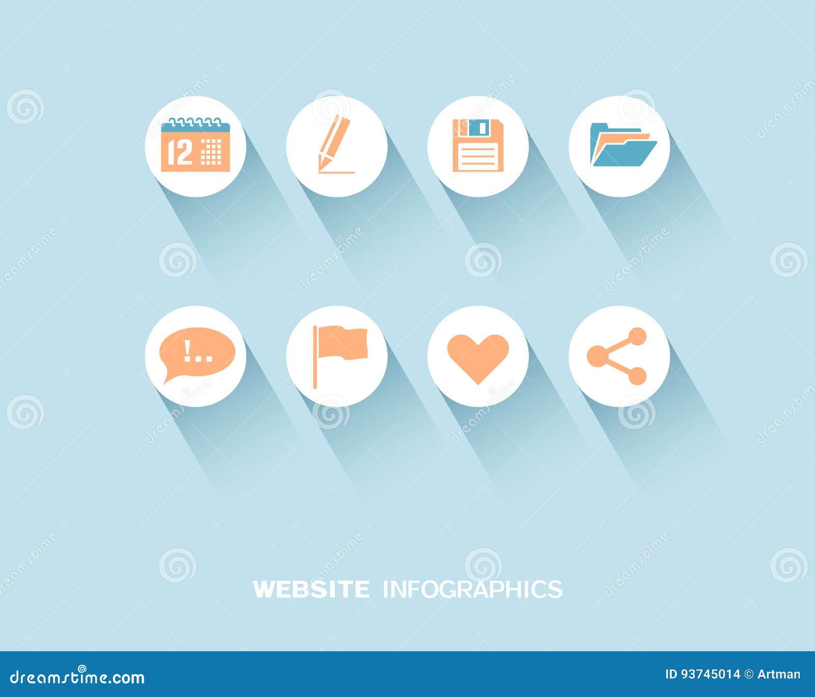 Website Infographic with Flat Icons Set Stock Vector - Illustration of ...