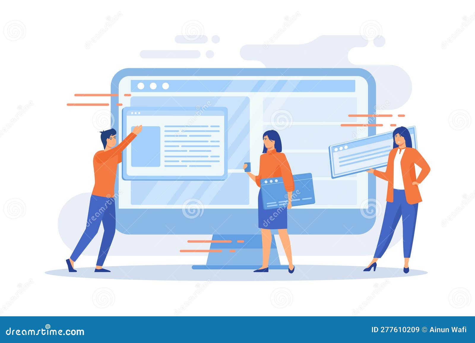Website Interface Development Planning. Devops Team Flat Characters Working. UI, UX, Content ...