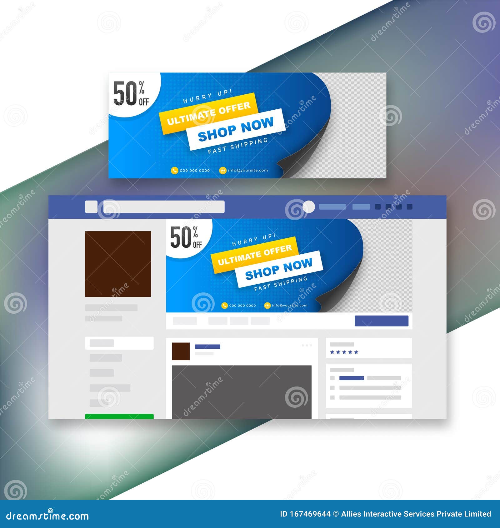 Website Interface Header Design with 50 Discount Offer. Stock ...