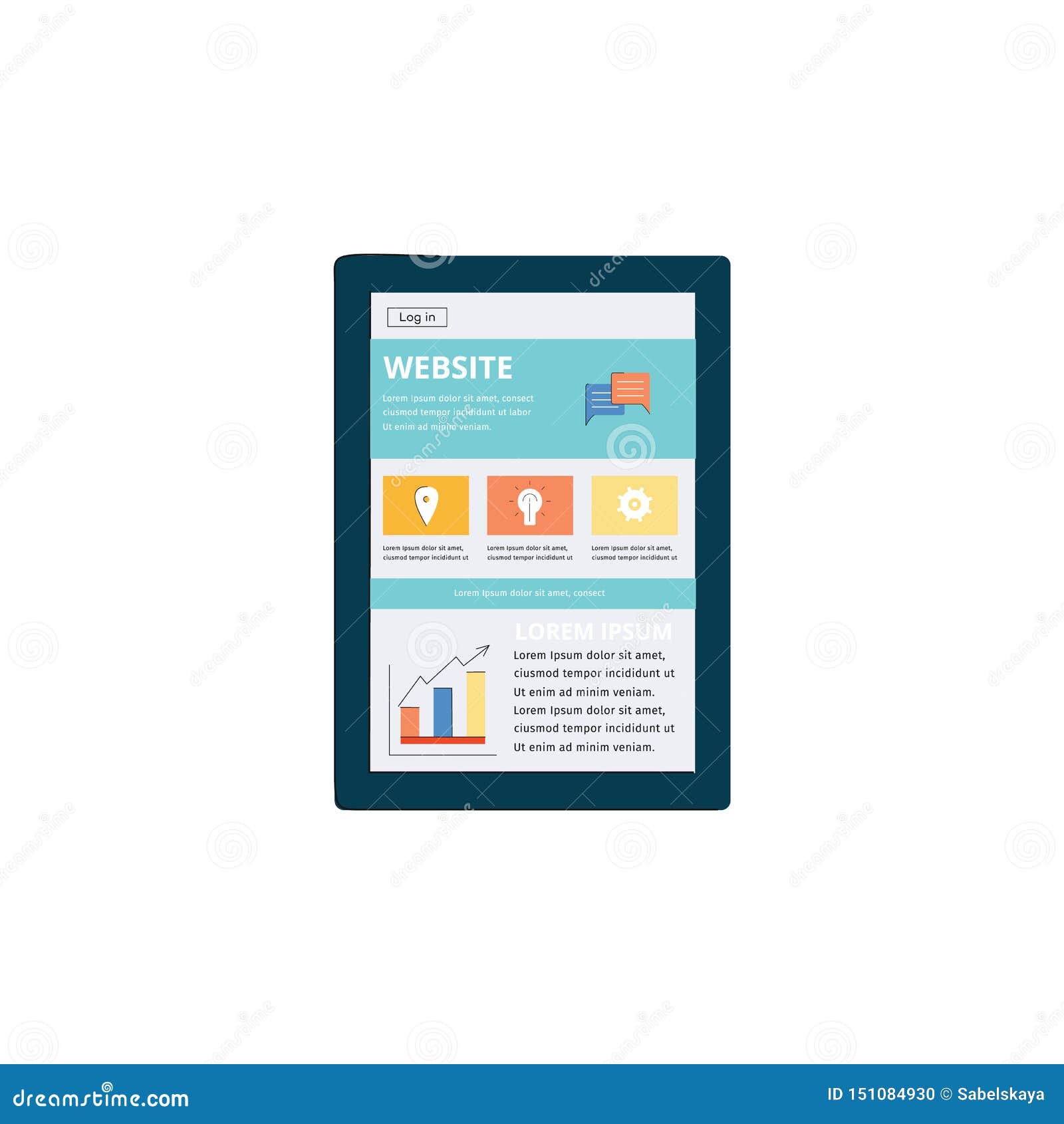 Website Interface on Modern Tablet, Internet Web Page Layout Seen on ...