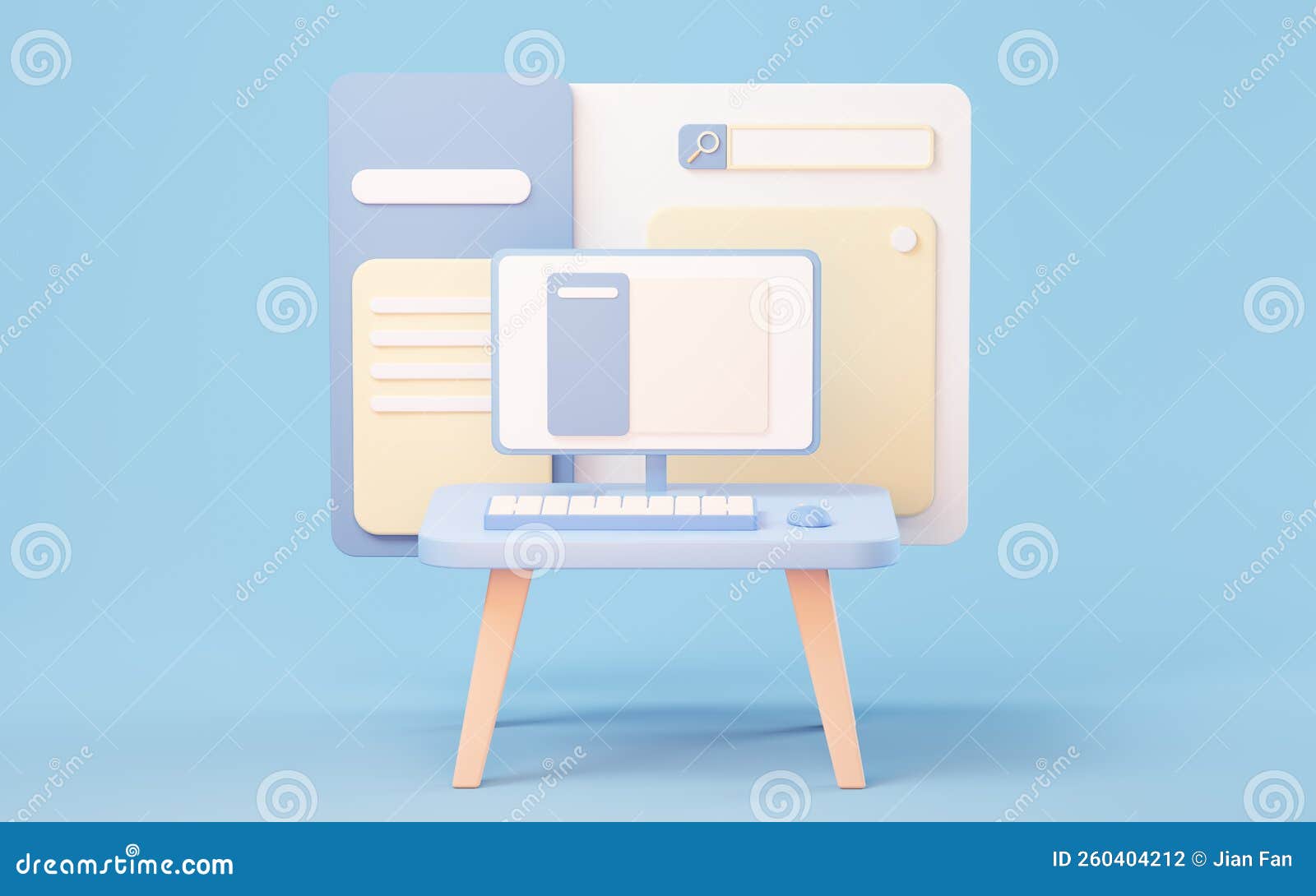 Website Interface on the Screen with Cartoon Style, 3d Rendering Stock ...