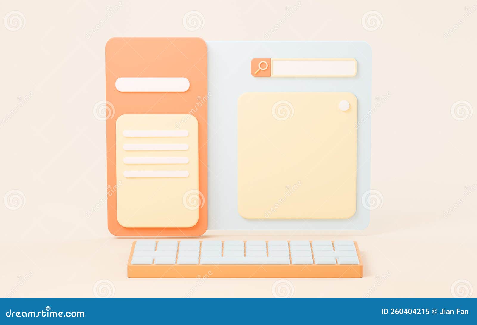 Website Interface on the Screen with Cartoon Style, 3d Rendering Stock ...