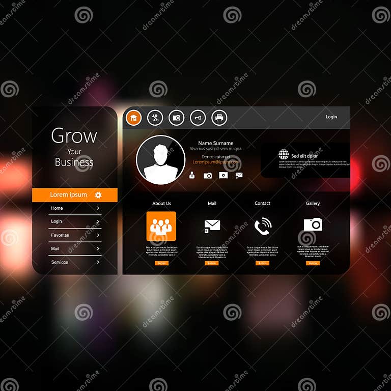 Website Interface Template Design. Transparent User Interface, Ui Buttons. Stock Vector ...