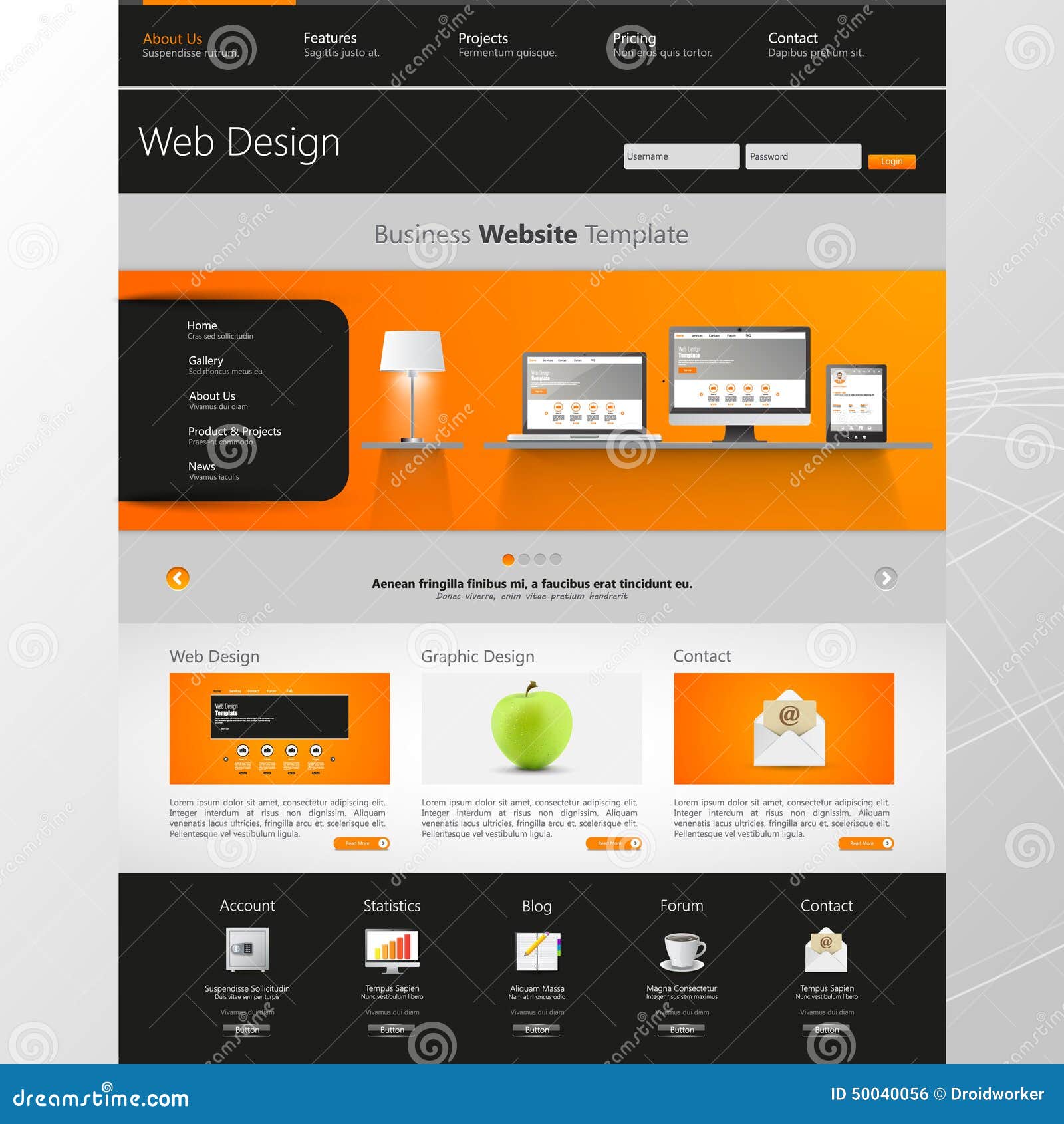 Website Interface Template Design. Vector Stock Vector - Illustration ... Website Interface Template Design. Vector Stock Vector - Illustration ...