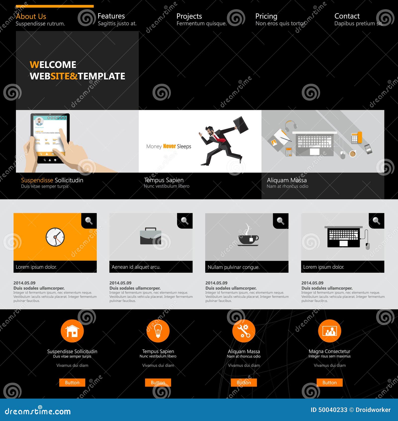 Website Interface Template Design. Vector Stock Vector - Illustration ...