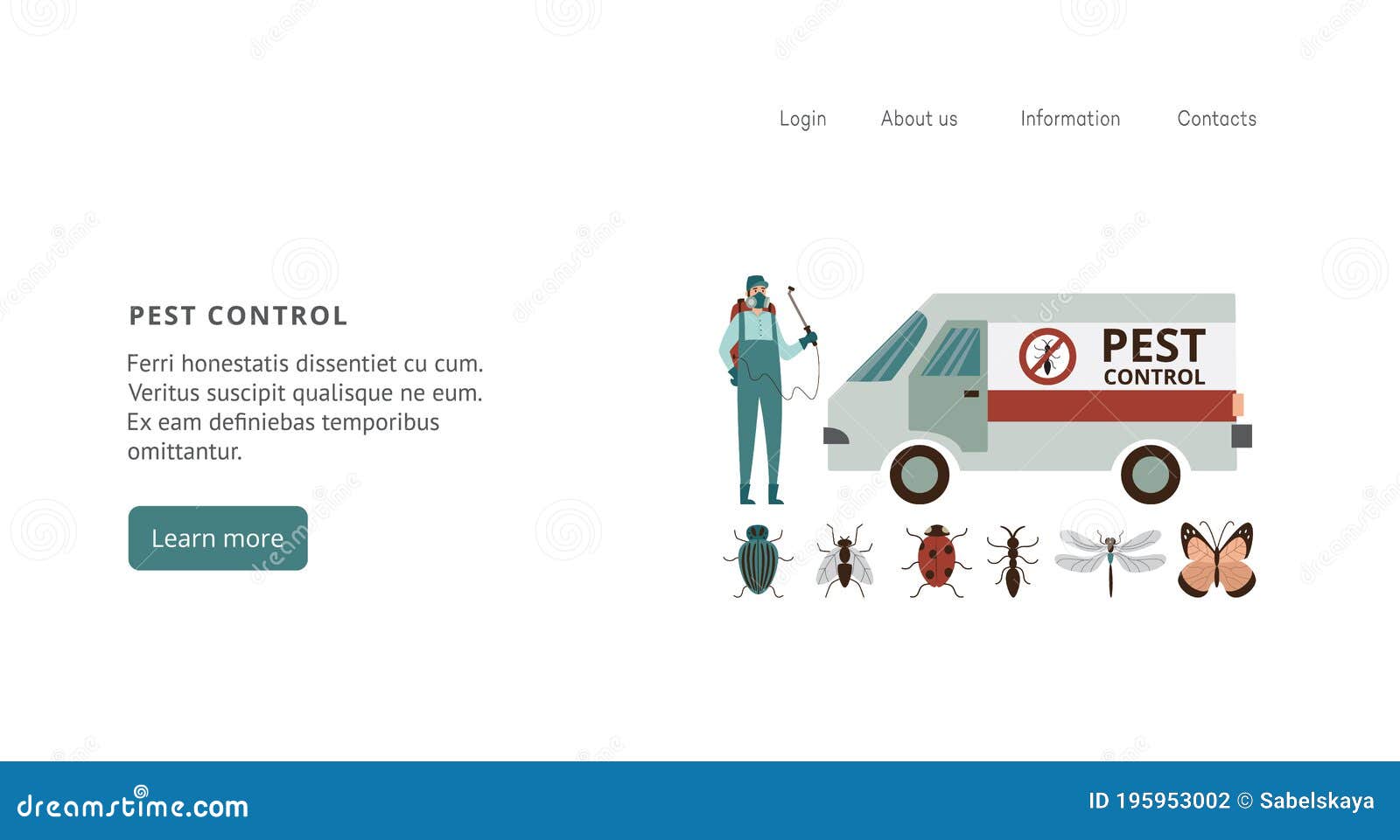 Website for Pest and Rodent Control Services Flat Vector Illustration ...