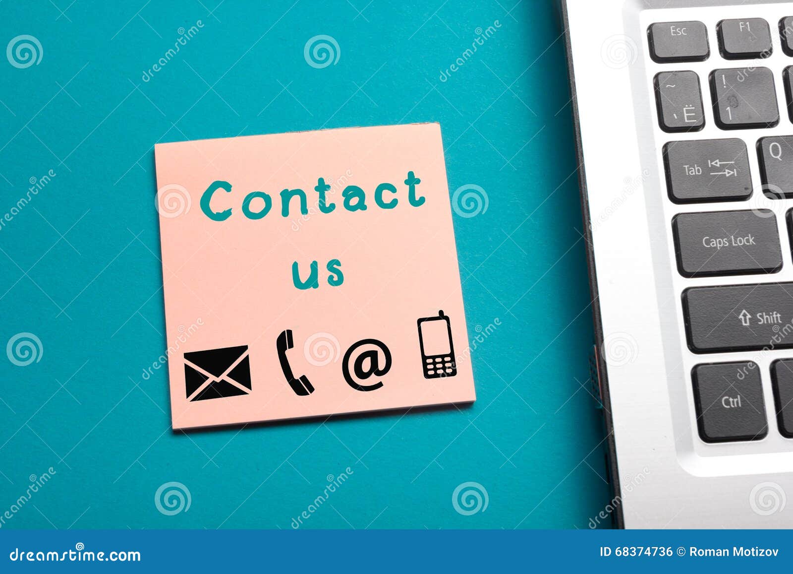 Website, Internet Contact Us Page Concept with Laptop and Reminder ...