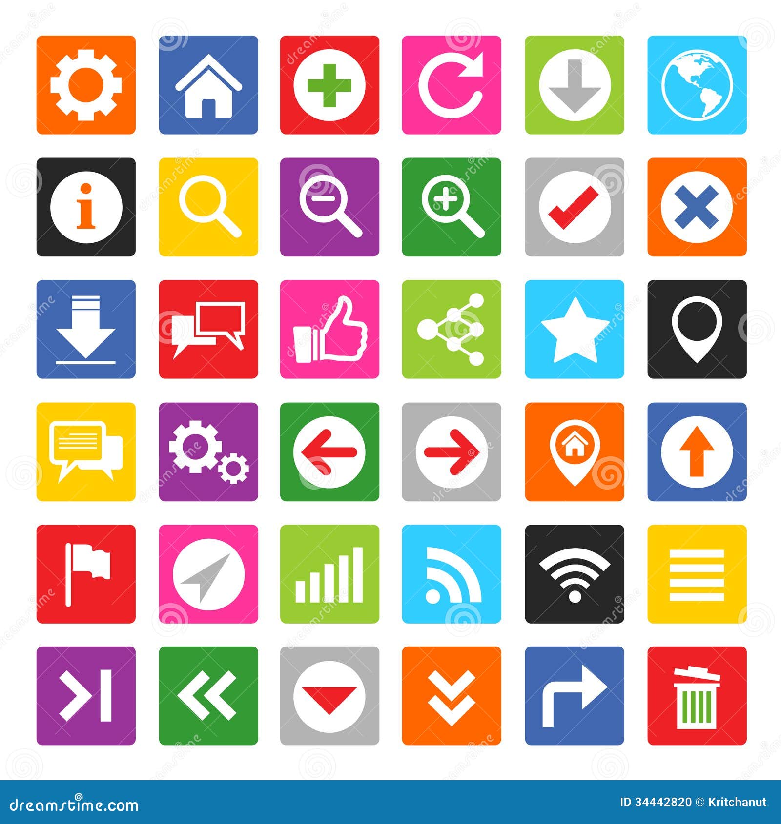 Website and Internet Icon Set Stock Vector - Illustration of home, flag ...