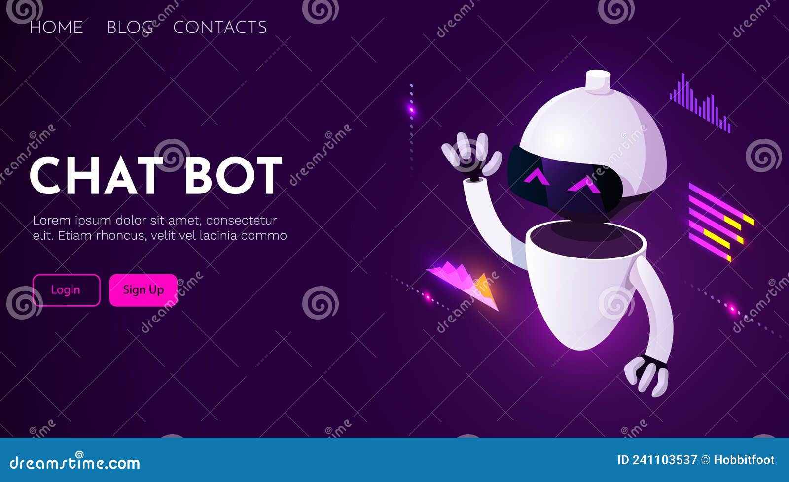 Website Landing Home Page with Robot. Chatbot or AI Concept. Modern ... Website Landing Home Page with Robot. Chatbot or AI Concept. Modern ...