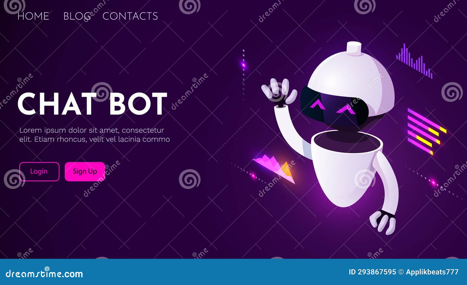 Website Landing Home Page with Robot. Chatbot or AI Concept. Modern ... Website Landing Home Page with Robot. Chatbot or AI Concept. Modern ...