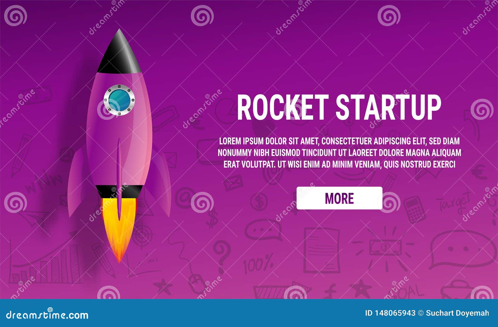 Website Landing Home Page with Rocket. Business Project Startup and ...