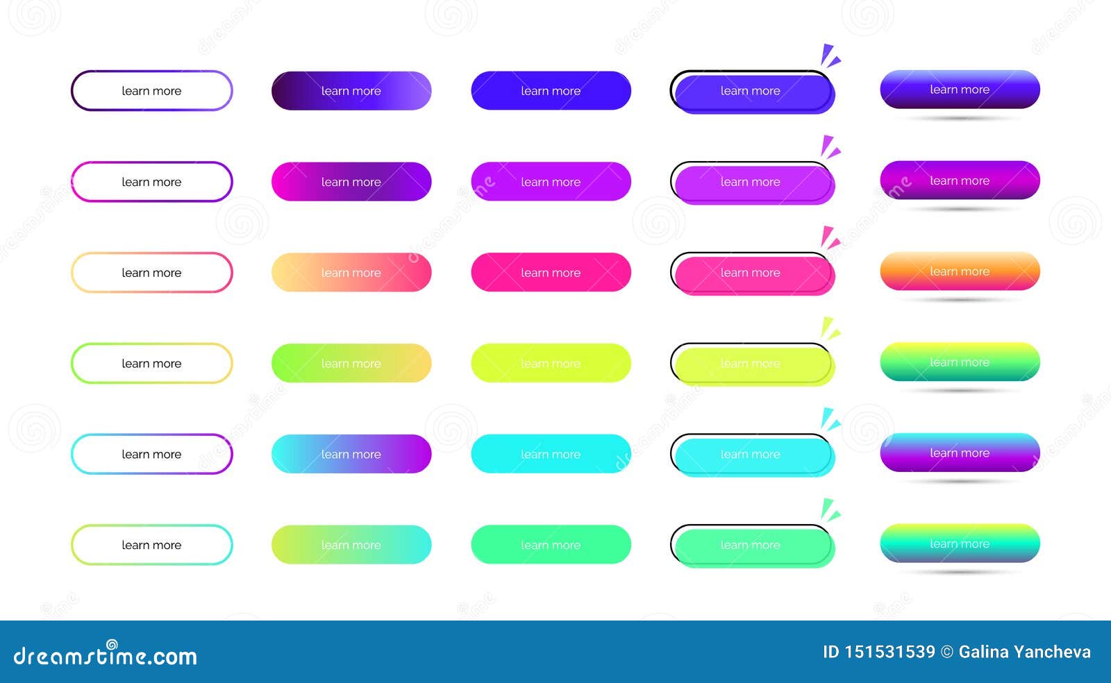 Website, Landing Page Buttons Collection. Web Application Elements Set ...