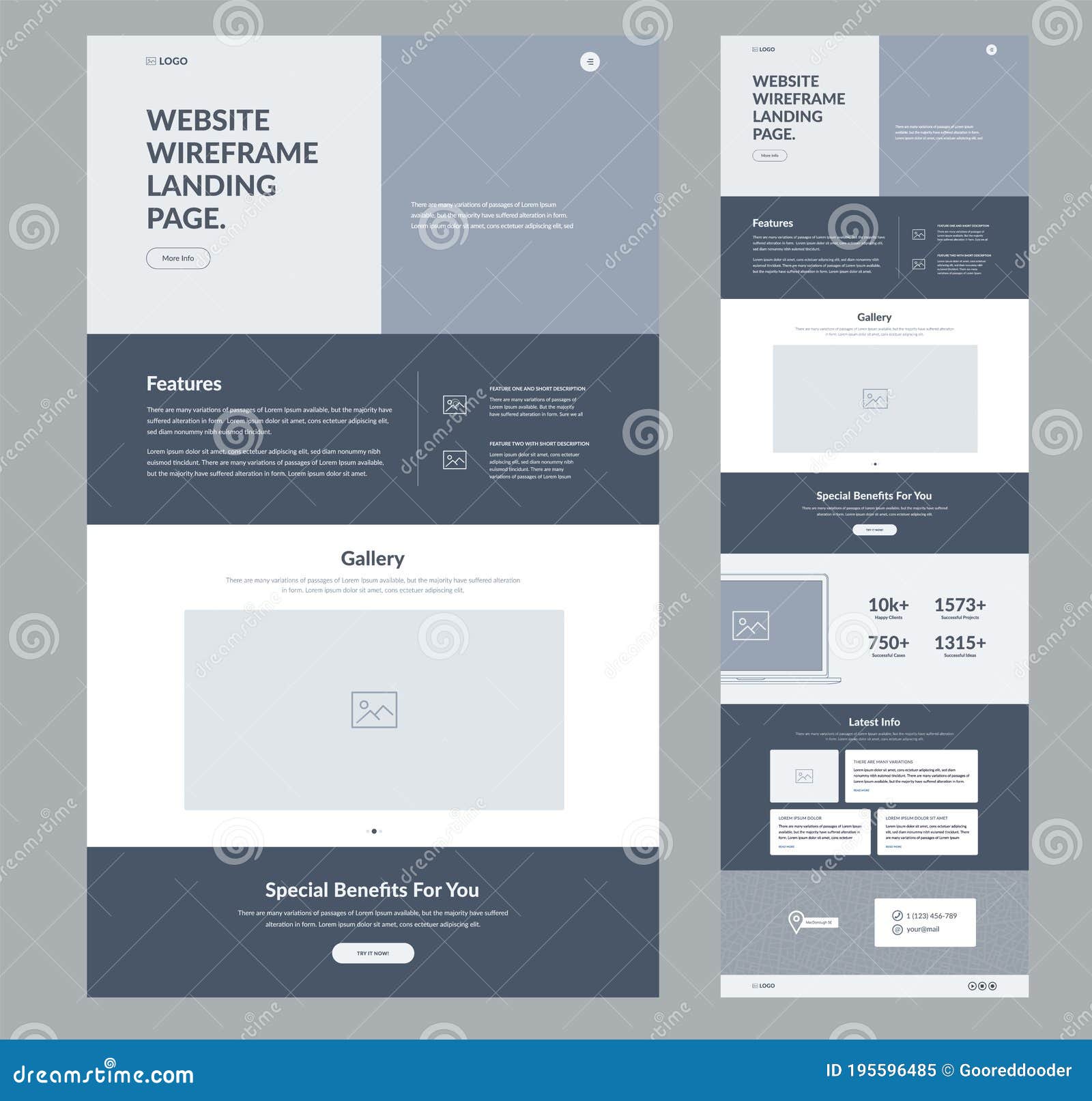 Wireframe UI, UX And GUI Layout With Different Login Screens. Stock Photo | CartoonDealer.com ...