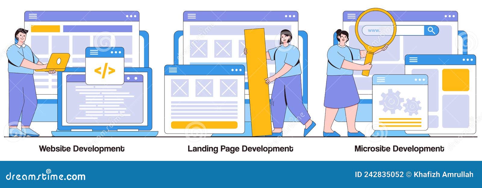 Website, Landing Page, and Microsite Development Illustrated Pack Stock ...