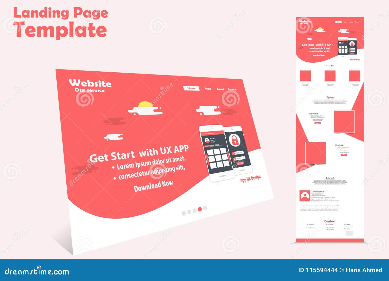 Website Landing Page Template Design for Promotion Stock Vector ...