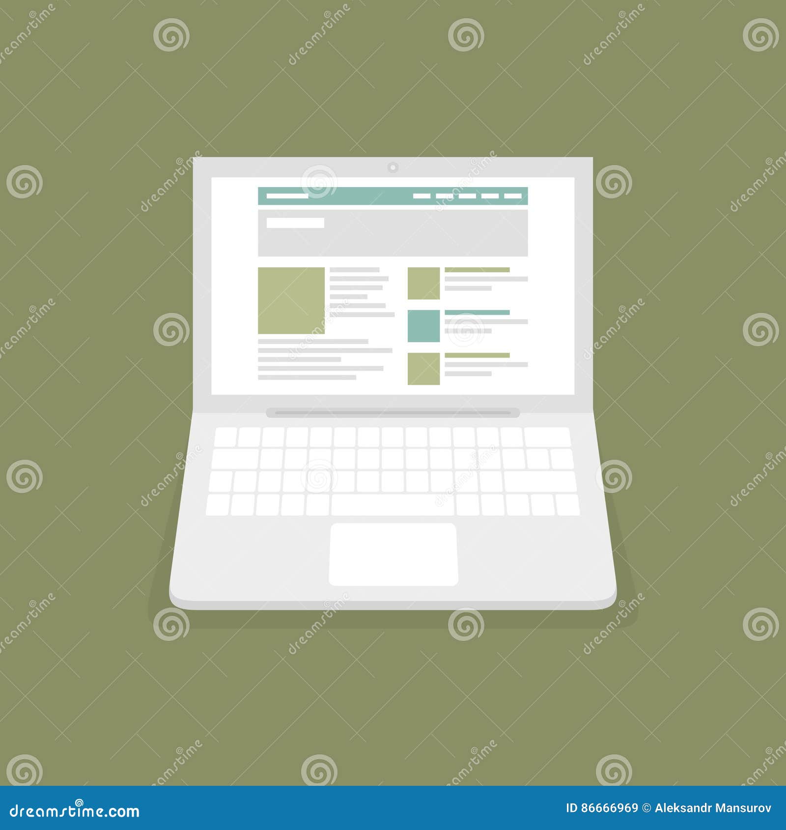 Website on laptop stock vector. Illustration of rowing - 86666969