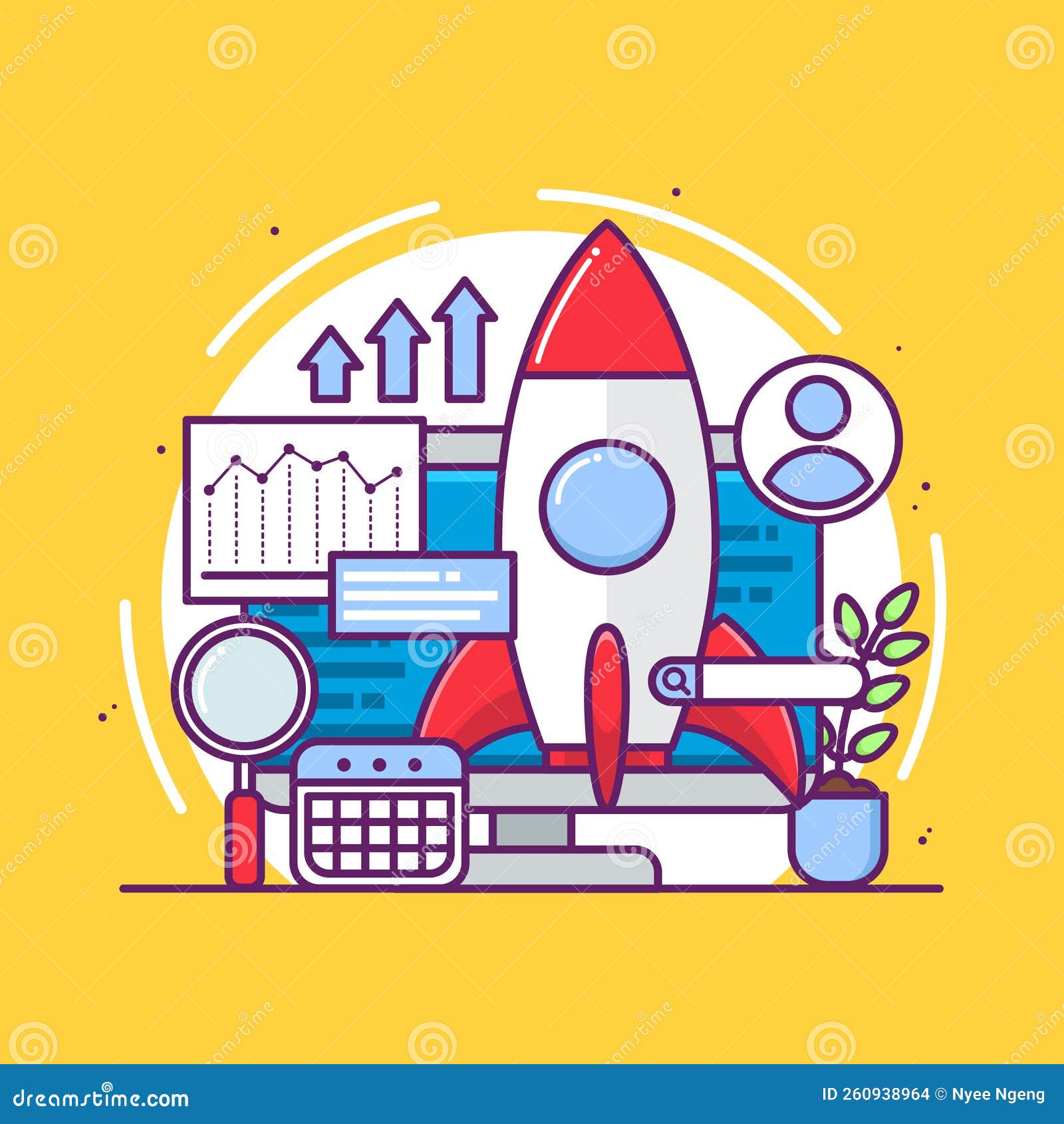 Website Launch Concept with Rocket Vector Design Stock Vector ...