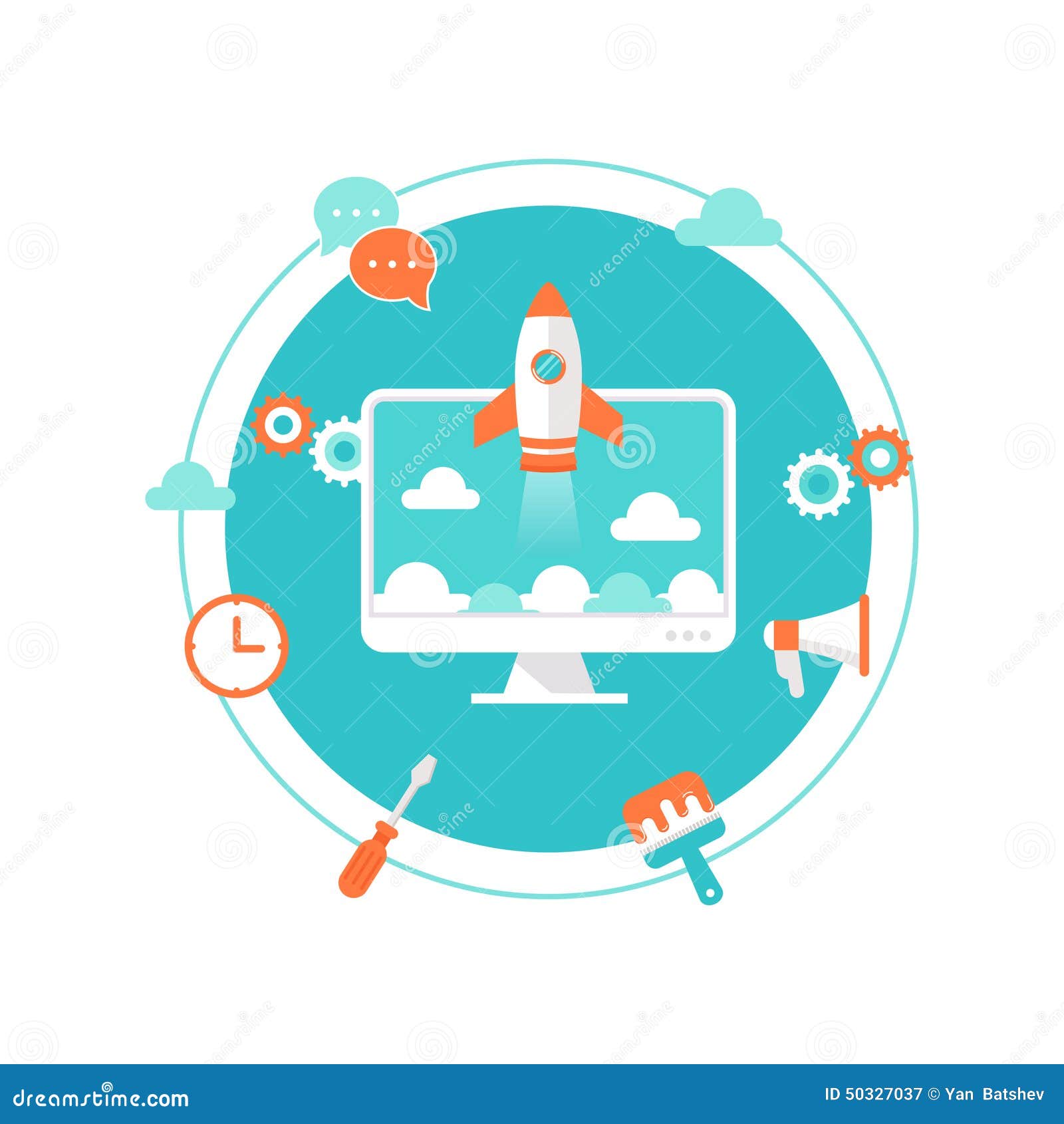 Website Launch, Content Development and Maintenance Illustratio Stock ...