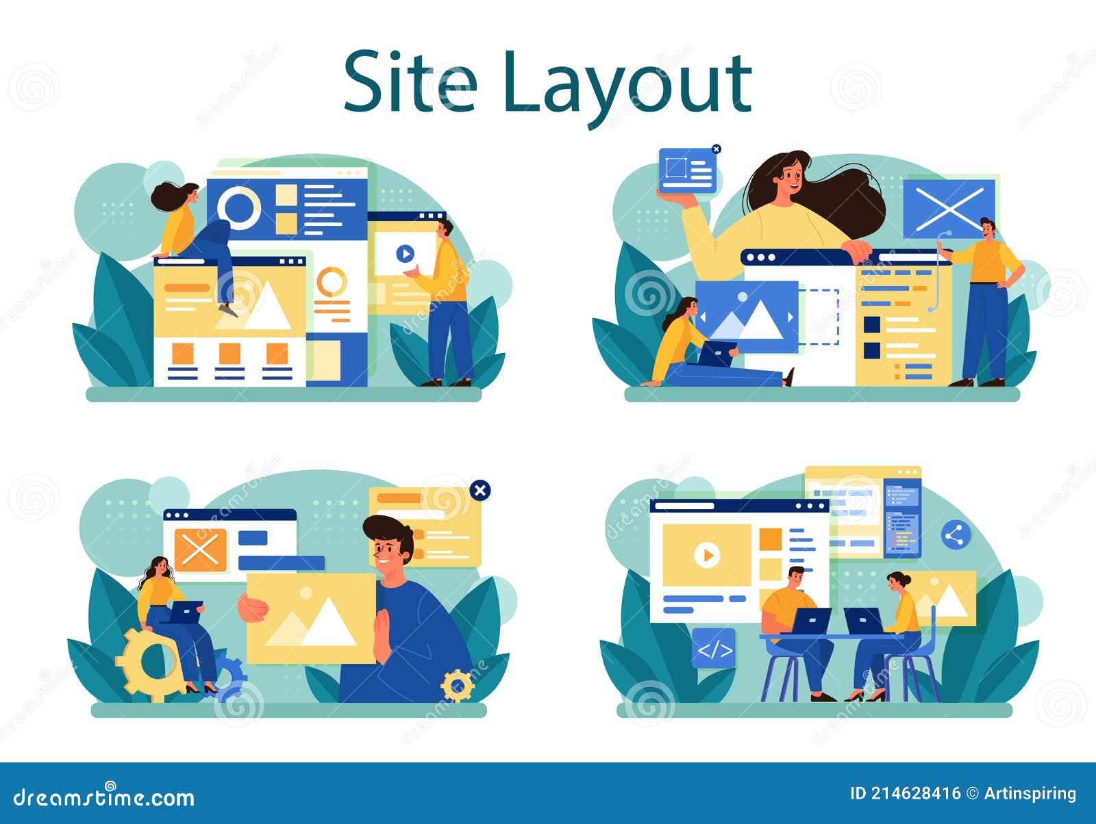 Website Layout Concept Set. Web Development, Mobile App Design Stock ...