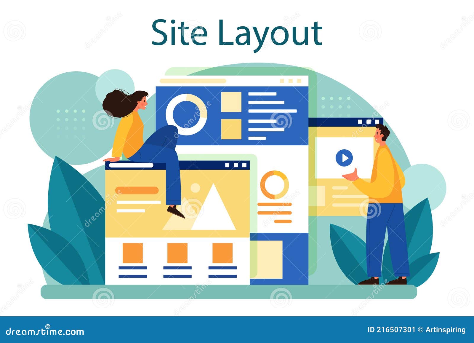 Website Layout Concept. Web Development, Mobile App Design Stock Vector ...