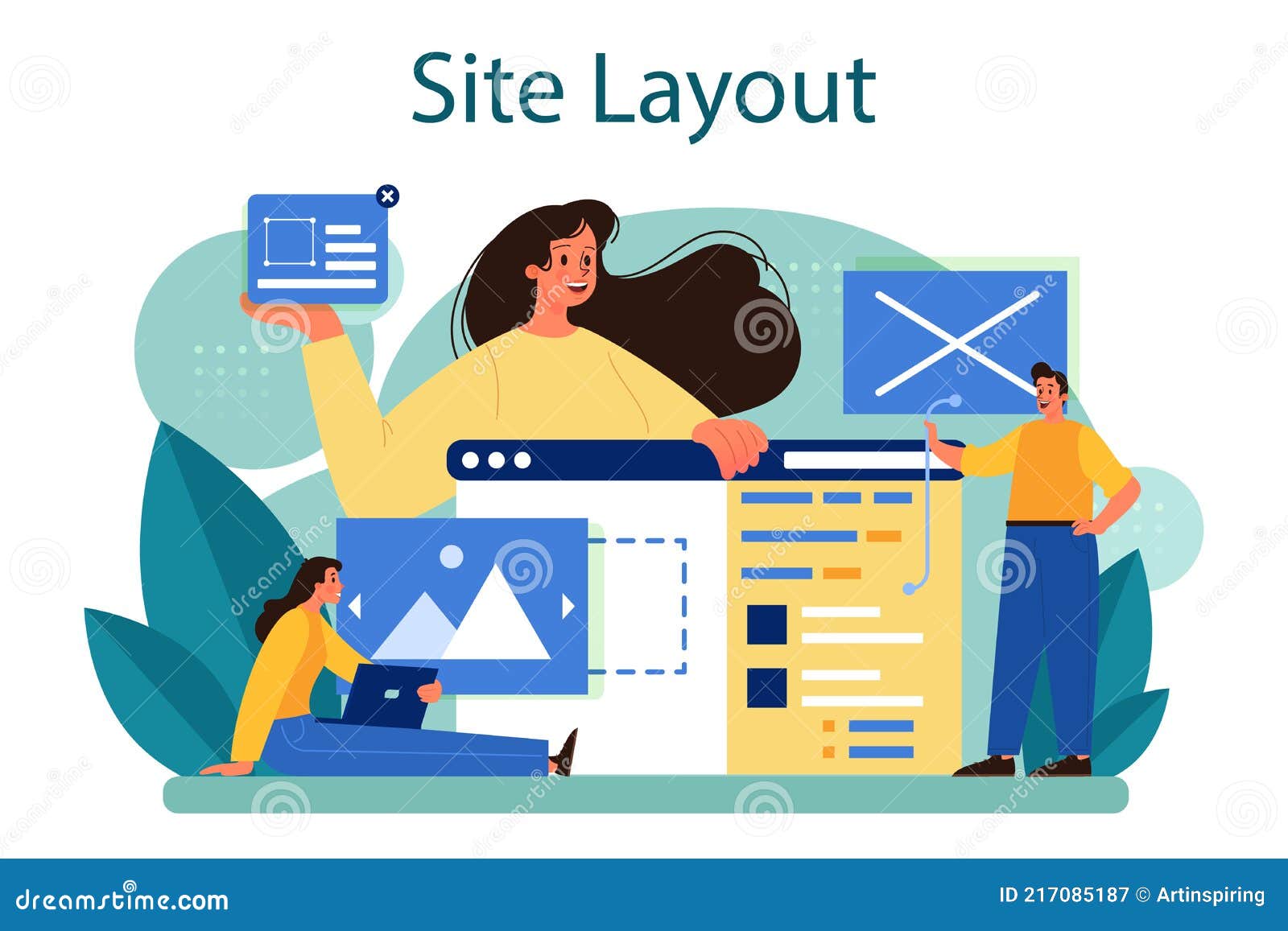Website Layout Concept. Web Development, Mobile App Design Stock Vector ...