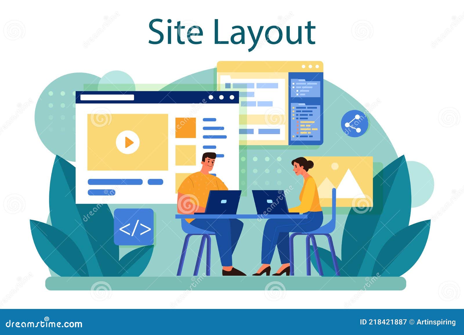 Website Layout Concept. Web Development, Mobile App Design Stock Vector ...