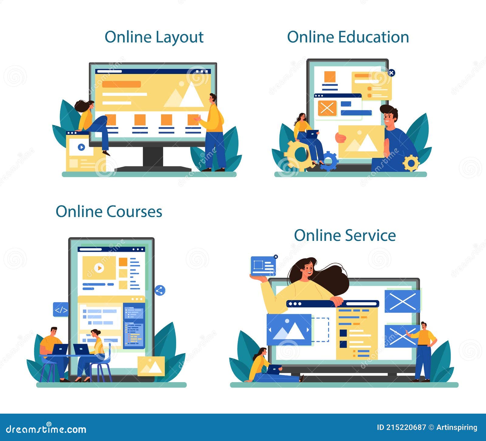 Website Layout Online Service or Platform Set. Web Development Stock ...