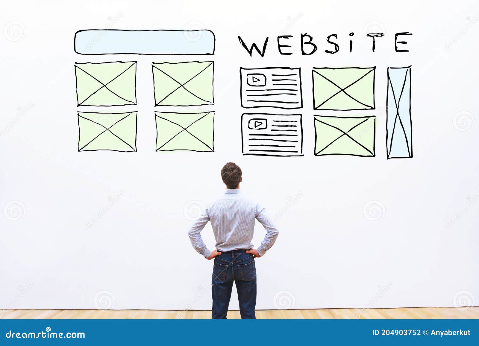 Website Layout, Sketch Web Design of Homepage Stock Photo - Image of ...