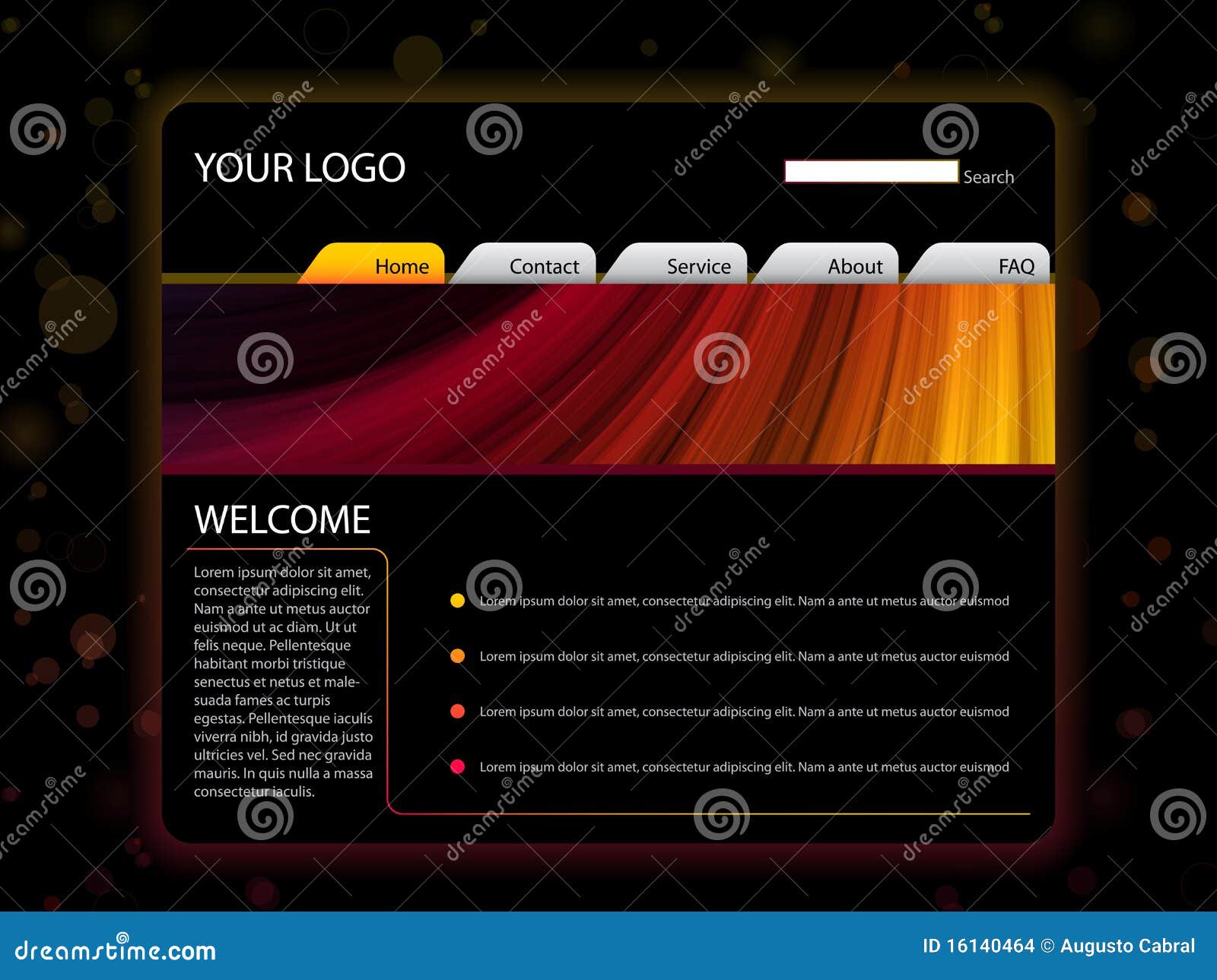 Website Layout Template stock vector. Illustration of colorful - 16140464