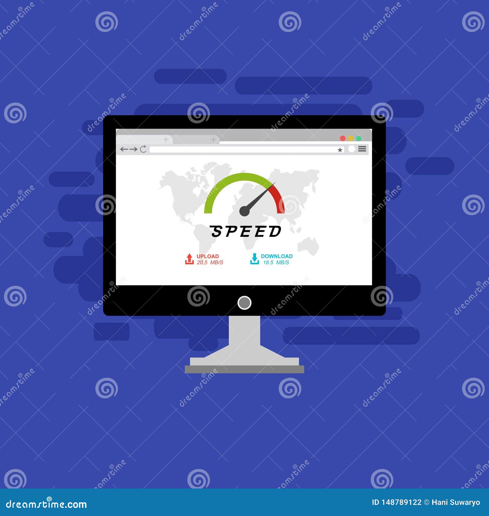 Website Loading Speed, Server Speed, Page Speed Test Flat Design Vector ...