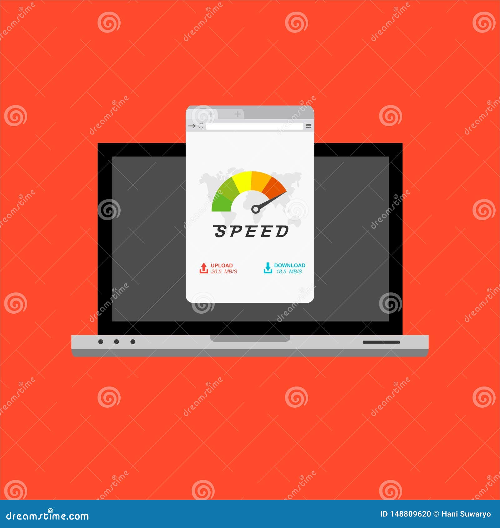Website Loading Speed, Server Speed, Page Speed Test Flat Design Vector ...