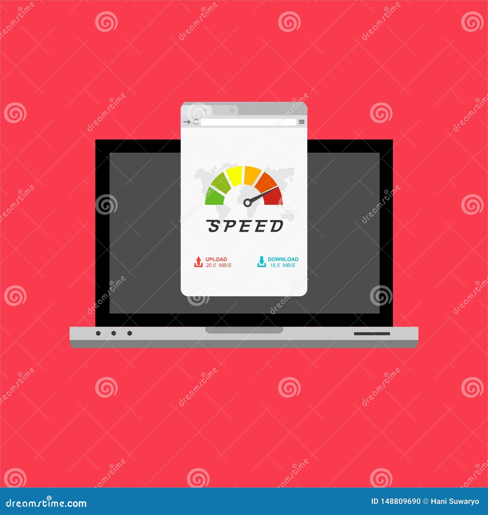 Website Loading Speed, Server Speed, Page Speed Test Flat Design Vector ...