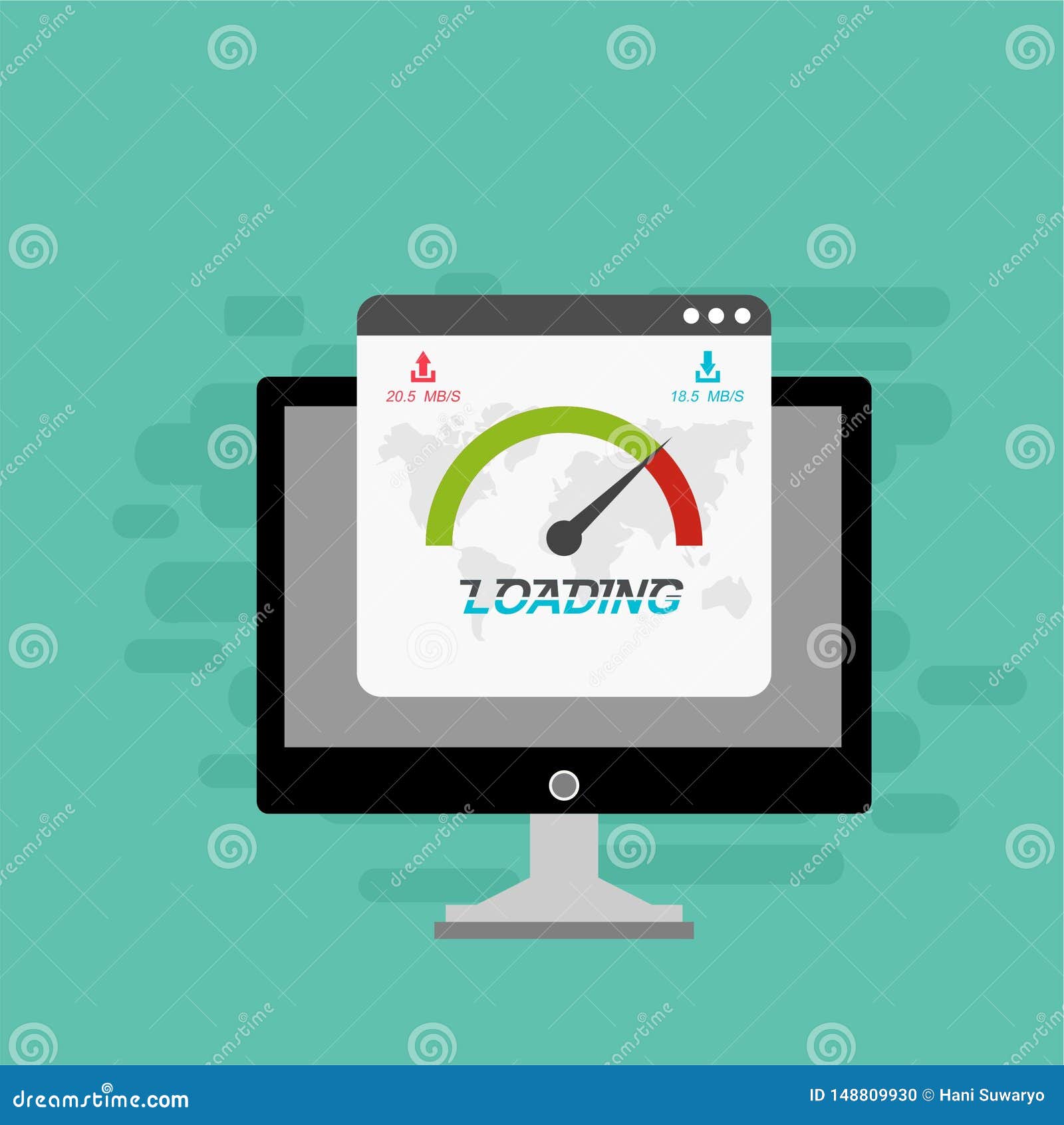 Website Loading Speed, Server Speed, Page Speed Test Flat Design Vector ...