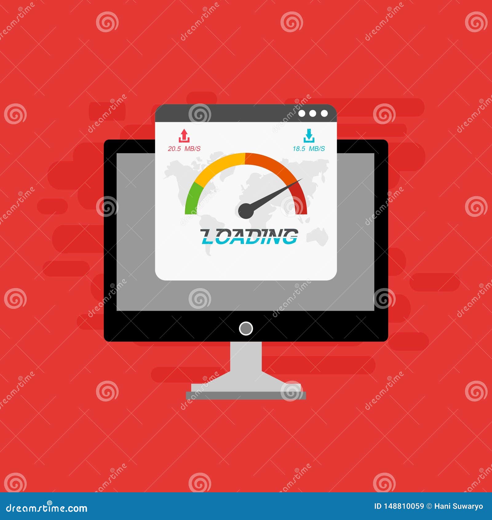 Website Loading Speed, Server Speed, Page Speed Test Flat Design Vector ...