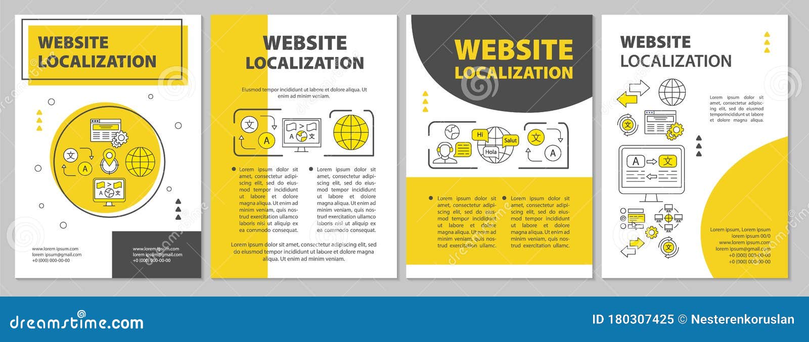 Website Localization Brochure Template Layout. Webpage Translation ...