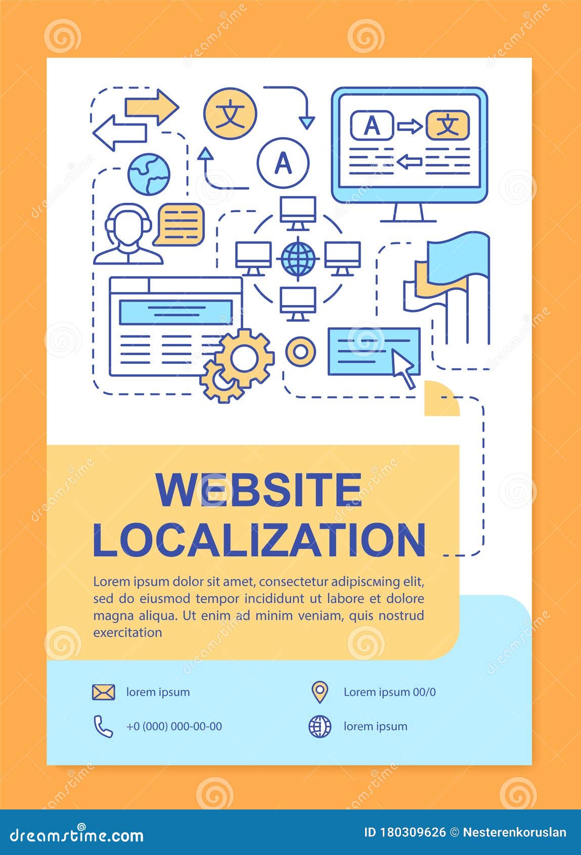 Website Localization Brochure Template Layout. Webpage Translation ...