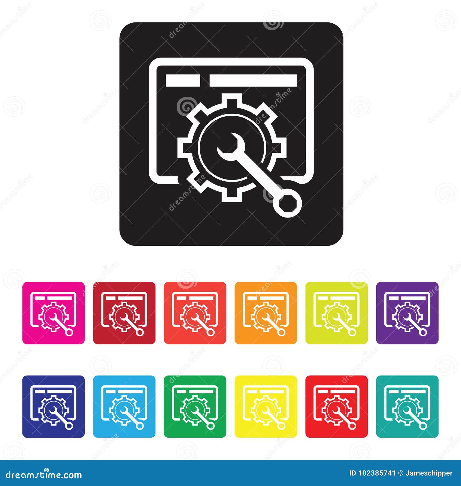 Website Maintenance Icon Set Stock Vector - Illustration of single ...