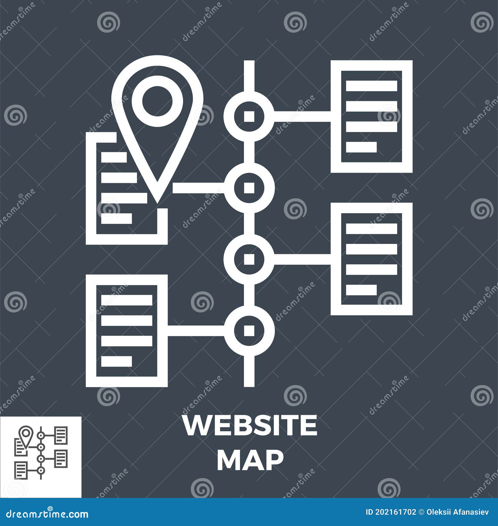Website Map Line Icon stock vector. Illustration of flowchart - 202161702