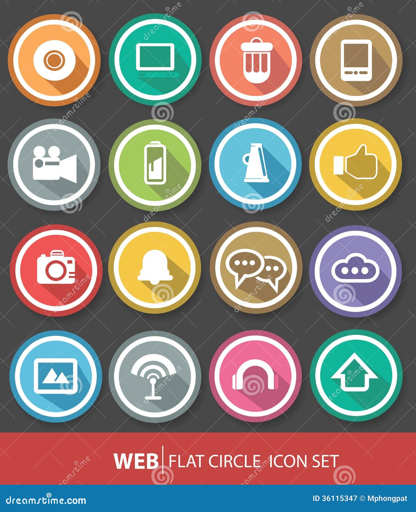 Website and Media buttons, stock illustration. Illustration of earphone ...