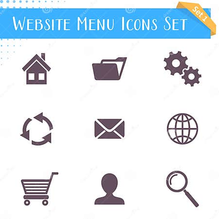Website menu icons stock vector. Illustration of globe - 50528335