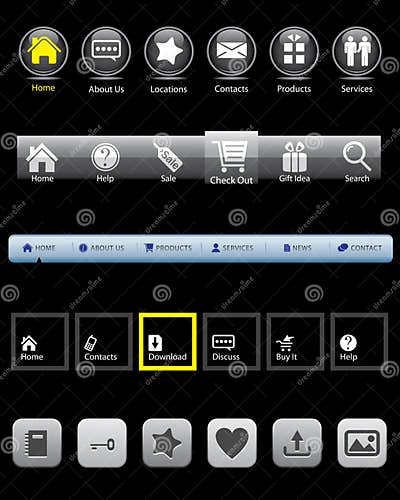 Website Menu Panel with Rollover Design Stock Vector - Illustration of ...