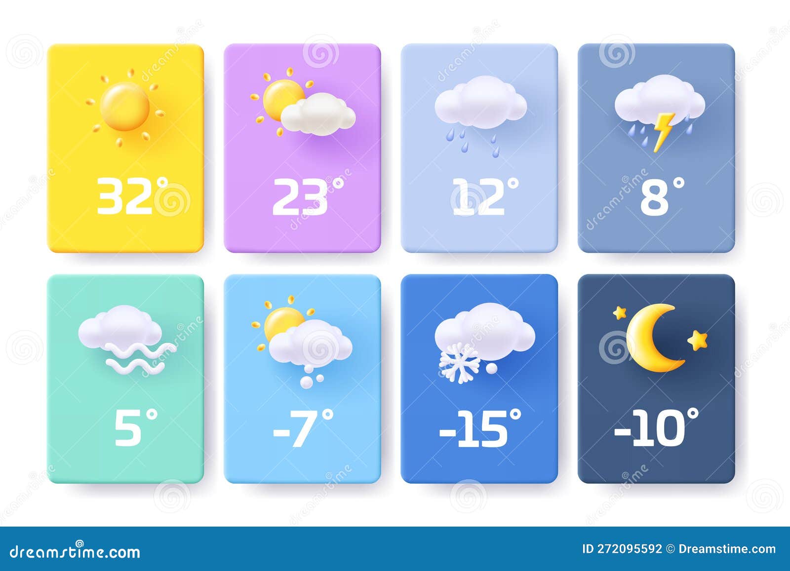 Website or Mobile App Ui Icon Set for Weather Forecast. 3d Modern ...