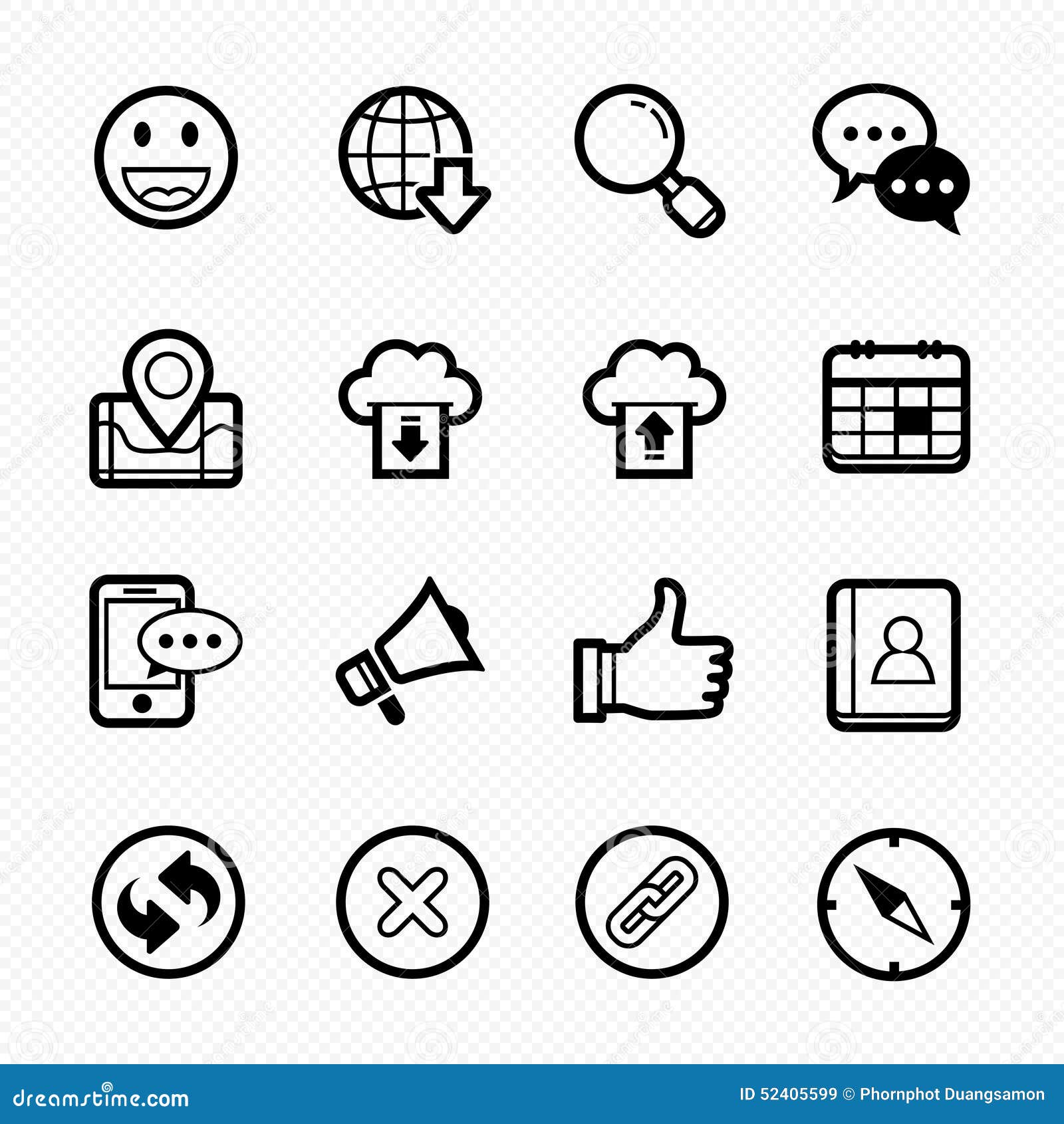 Website and Mobile Line Icons on White Background - Vector Illustration ...